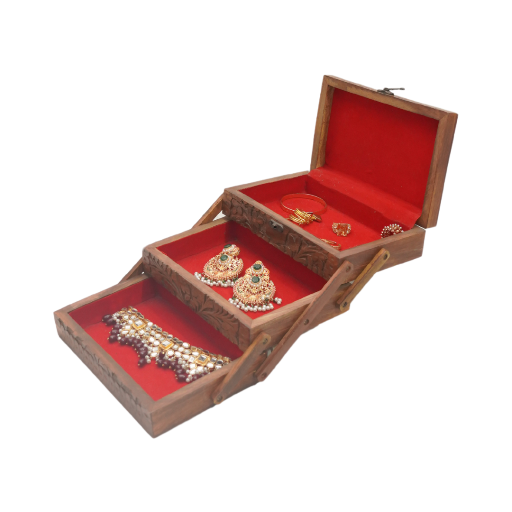 Wooden Jewelry Box Two Partition 220800011 – Horticlub Shop