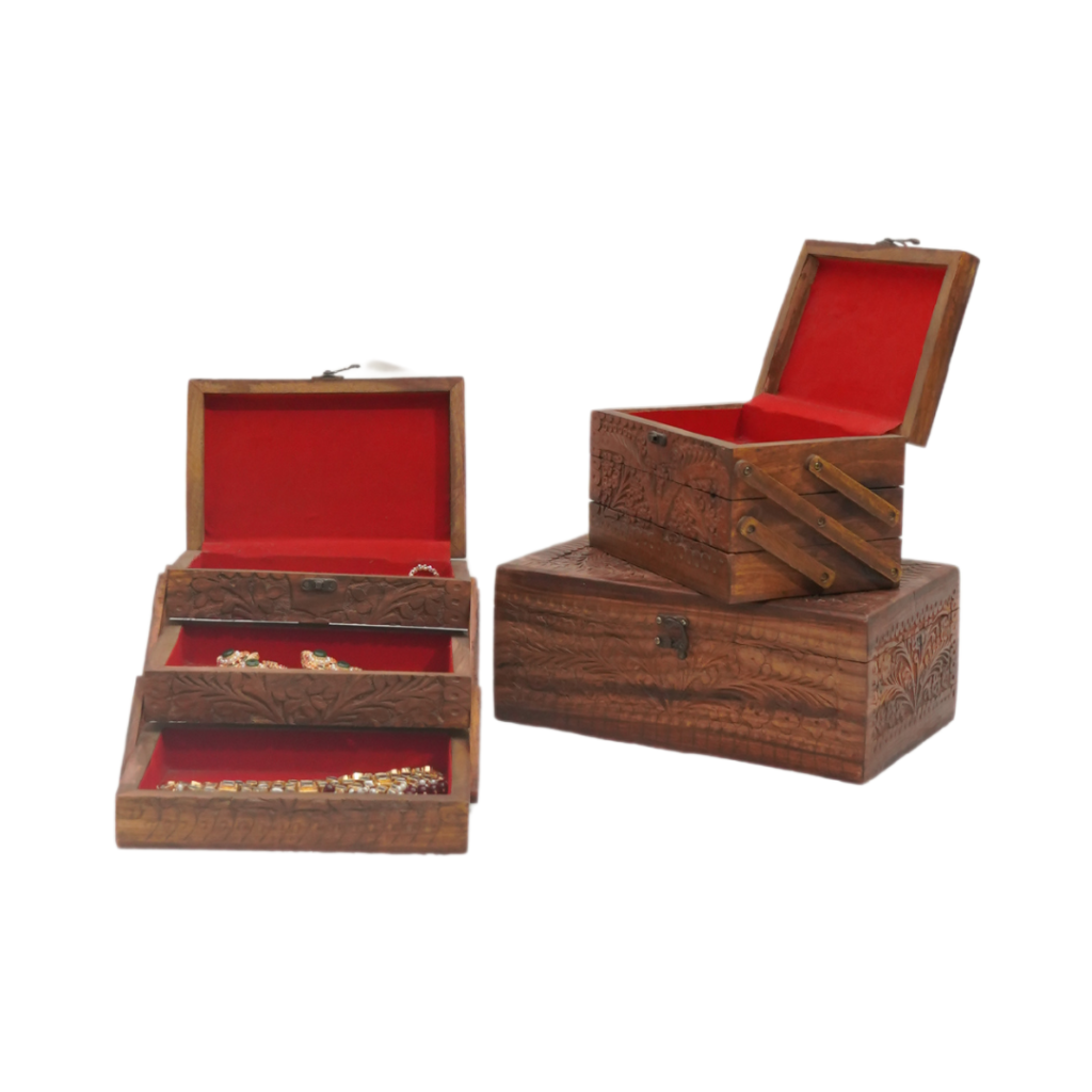 Wooden Jewelry Box Two Partition 220800011 – Horticlub Shop